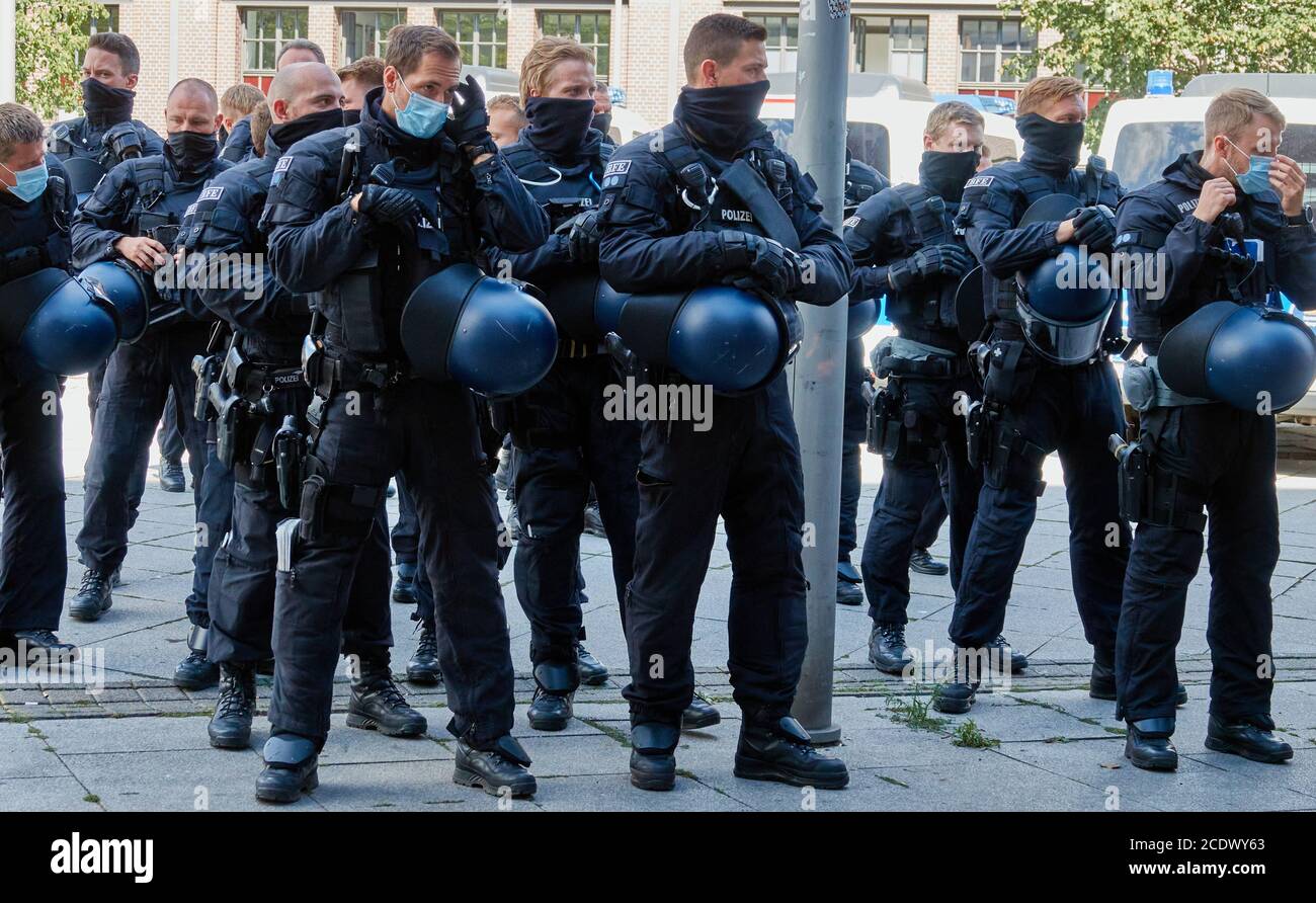 Policemen wait for their deployment in city hi-res stock photography ...