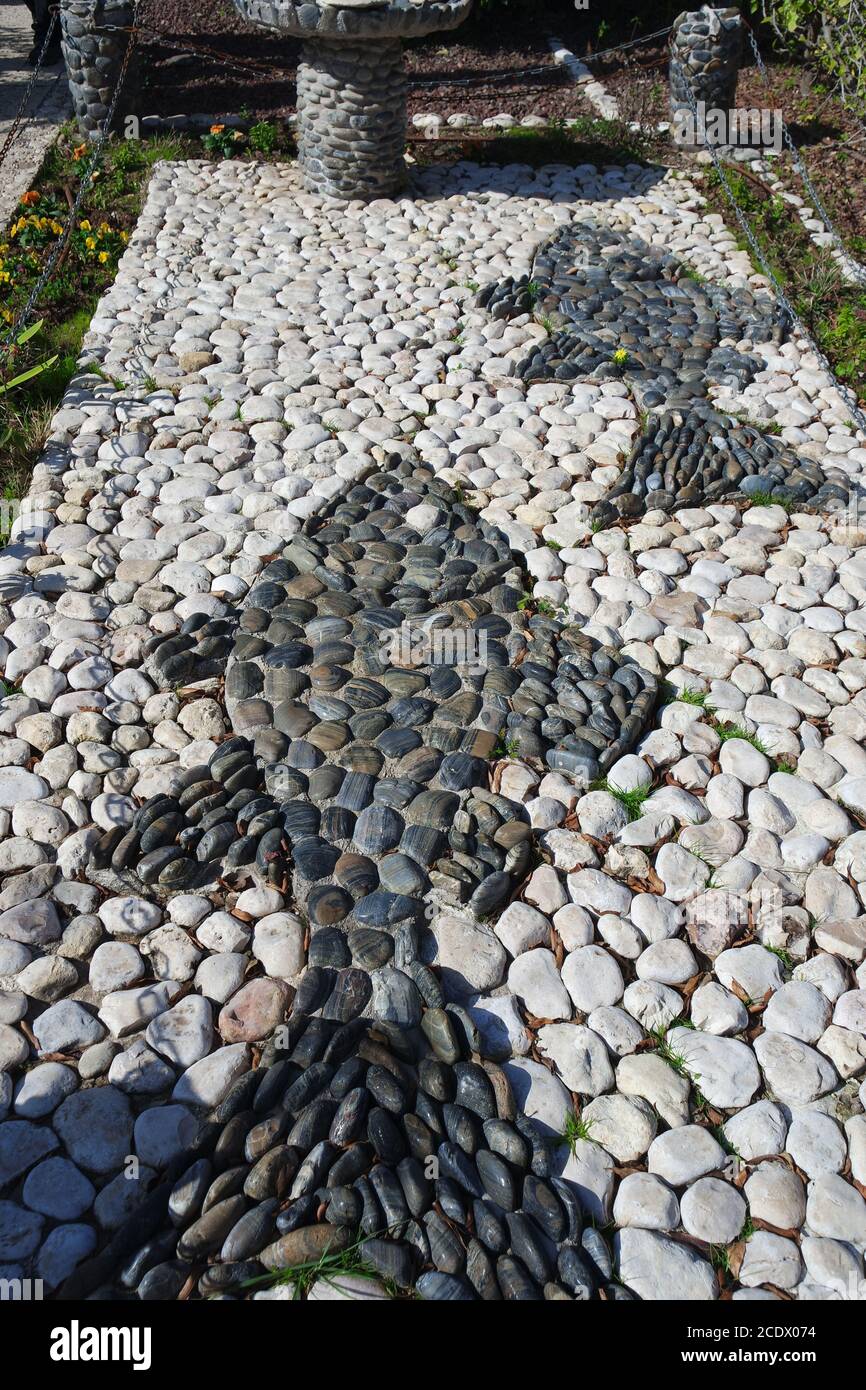 Stone mosaic with fish, Mount of the Beatitudes, Israel Stock Photo - Alamy