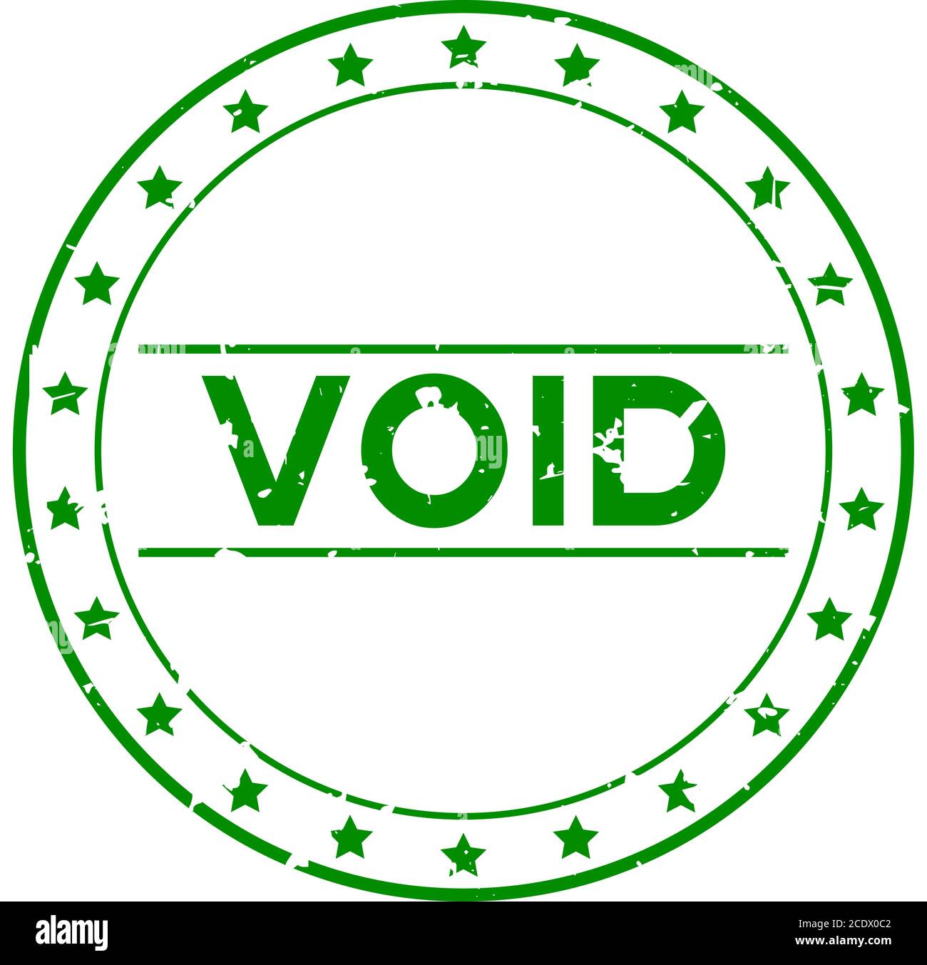 Grunge green void word with star icon round rubber seal stamp on white ...