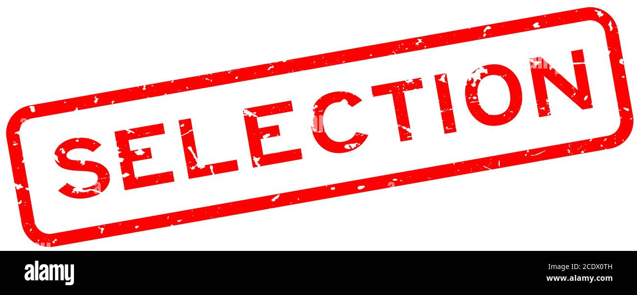 Grunge red selection word square rubber seal stamp on white background ...