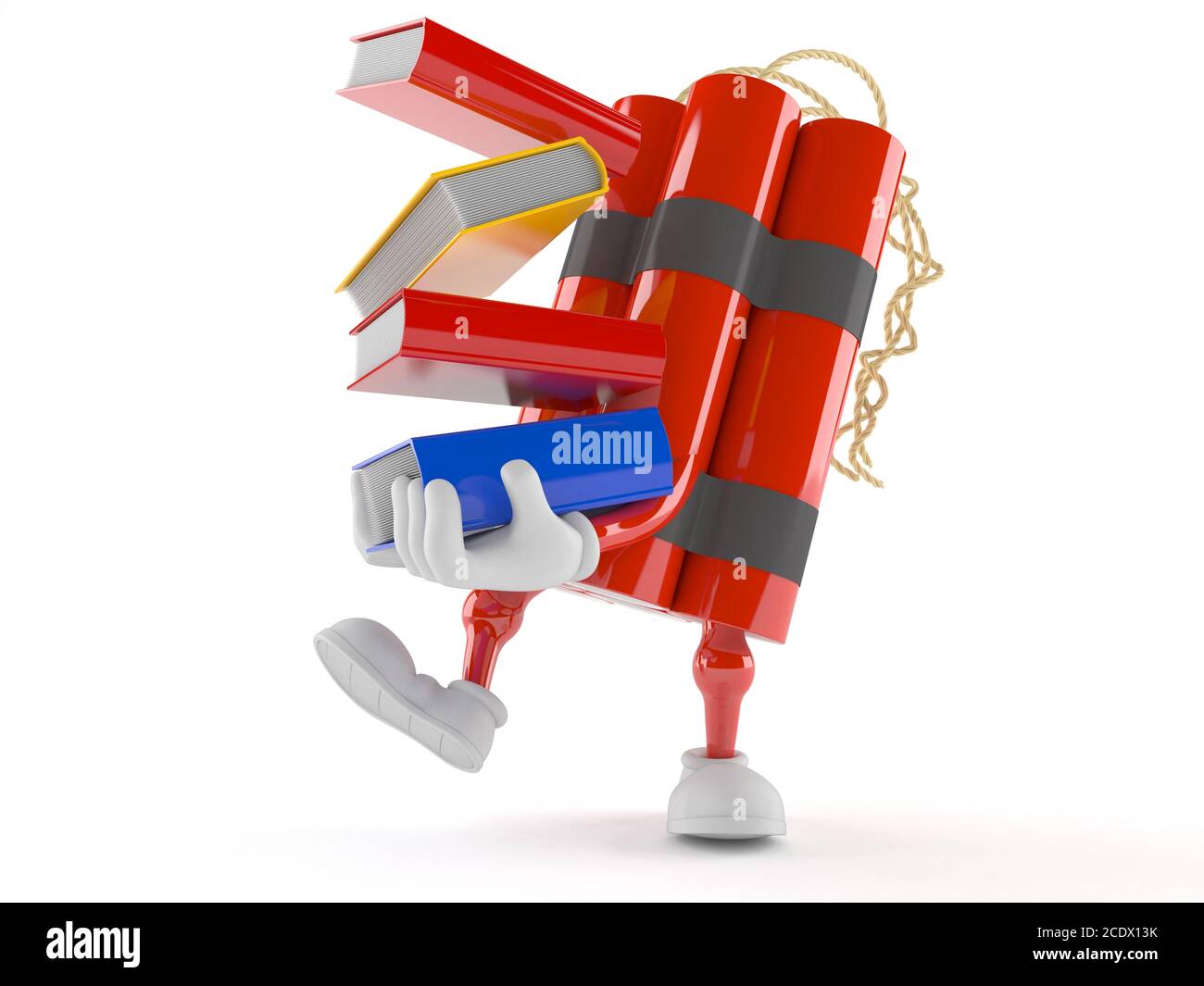 Dynamite character carrying books isolated on white background Stock ...