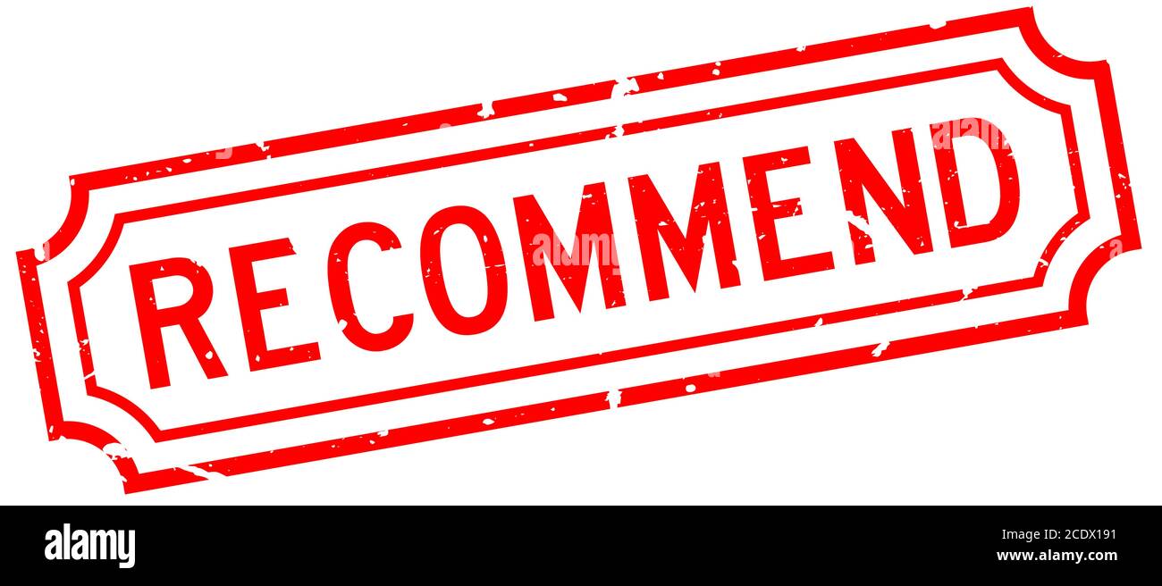 Grunge red recommend word rubber business seal stamp on white ...