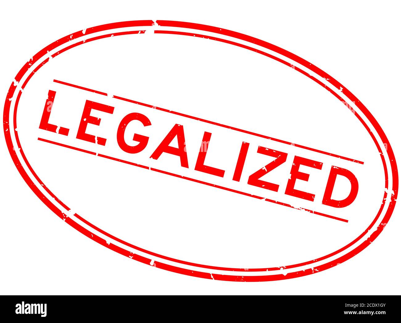 Grunge red legalized word oval rubber seal stamp on white background ...