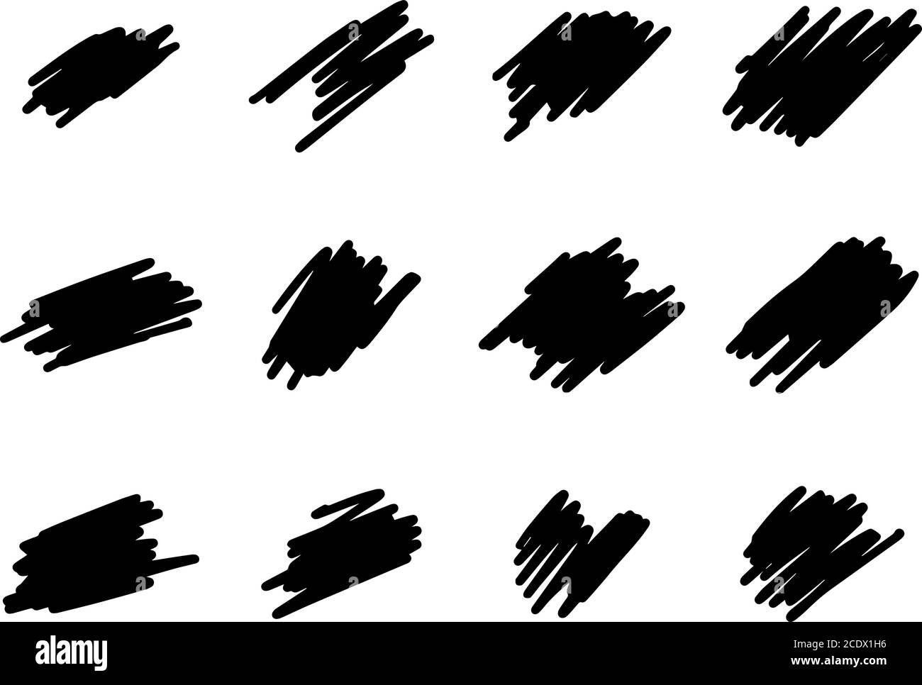 Set of black color handdrawing scribble line on white background Stock ...