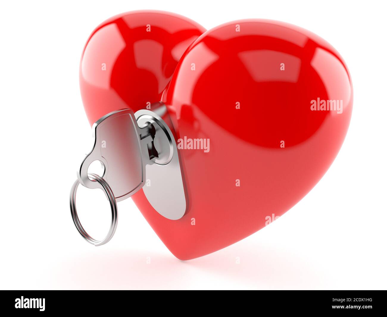 Heart with key isolated on white background Stock Photo - Alamy