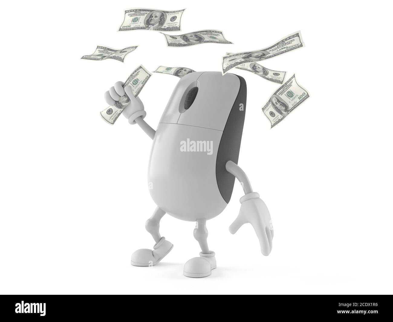 Computer mouse character with money isolated on white background Stock ...