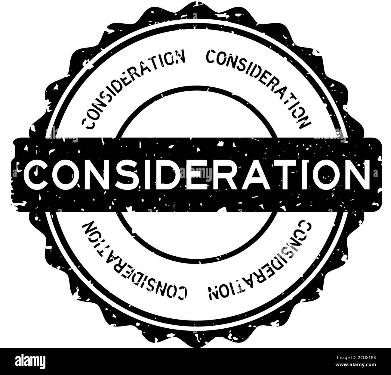 Grunge black consideration word round rubber seal stamp on white ...