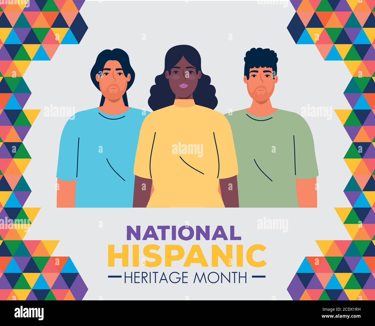 latin woman and men cartoons of national hispanic heritage month vector ...