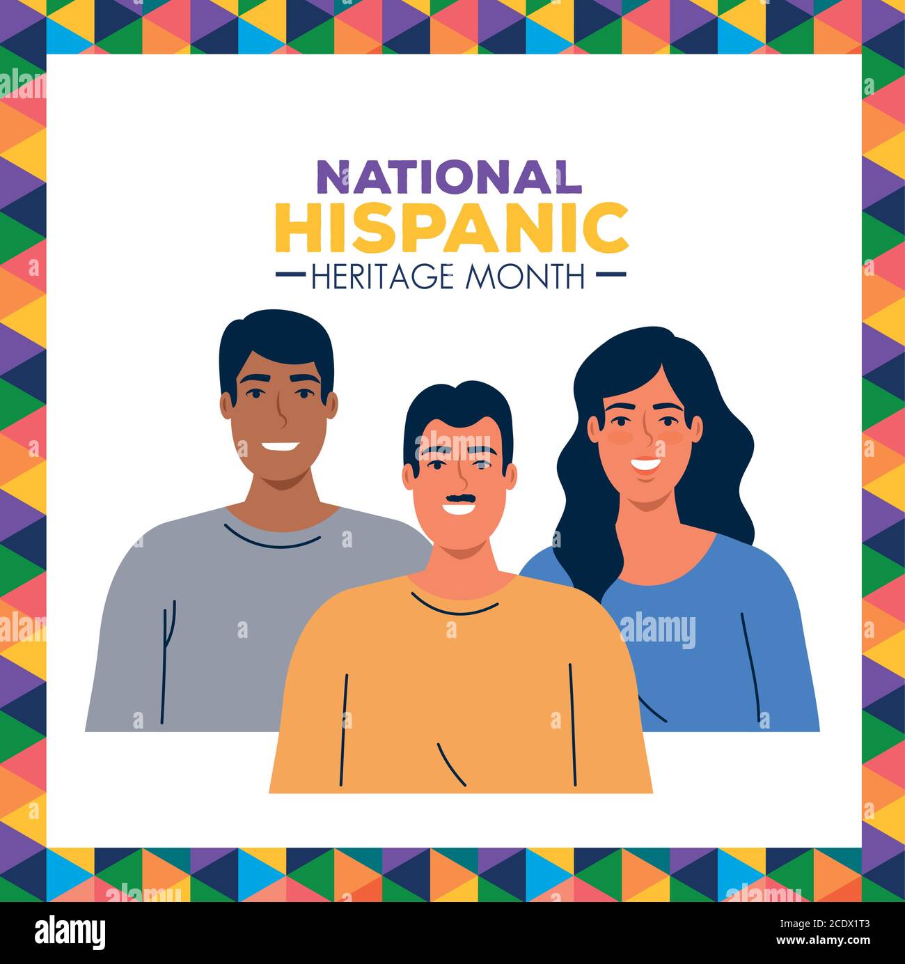 latin woman and men cartoons of national hispanic heritage month vector ...