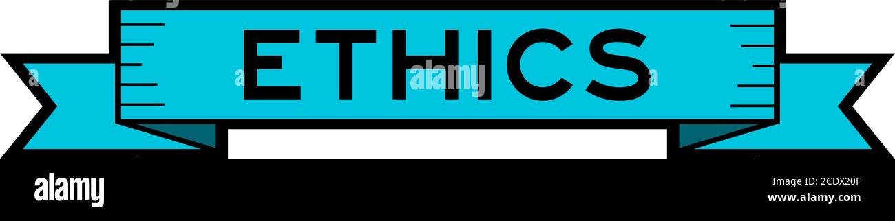 Vintage blue color label banner with word ethics on white background ...