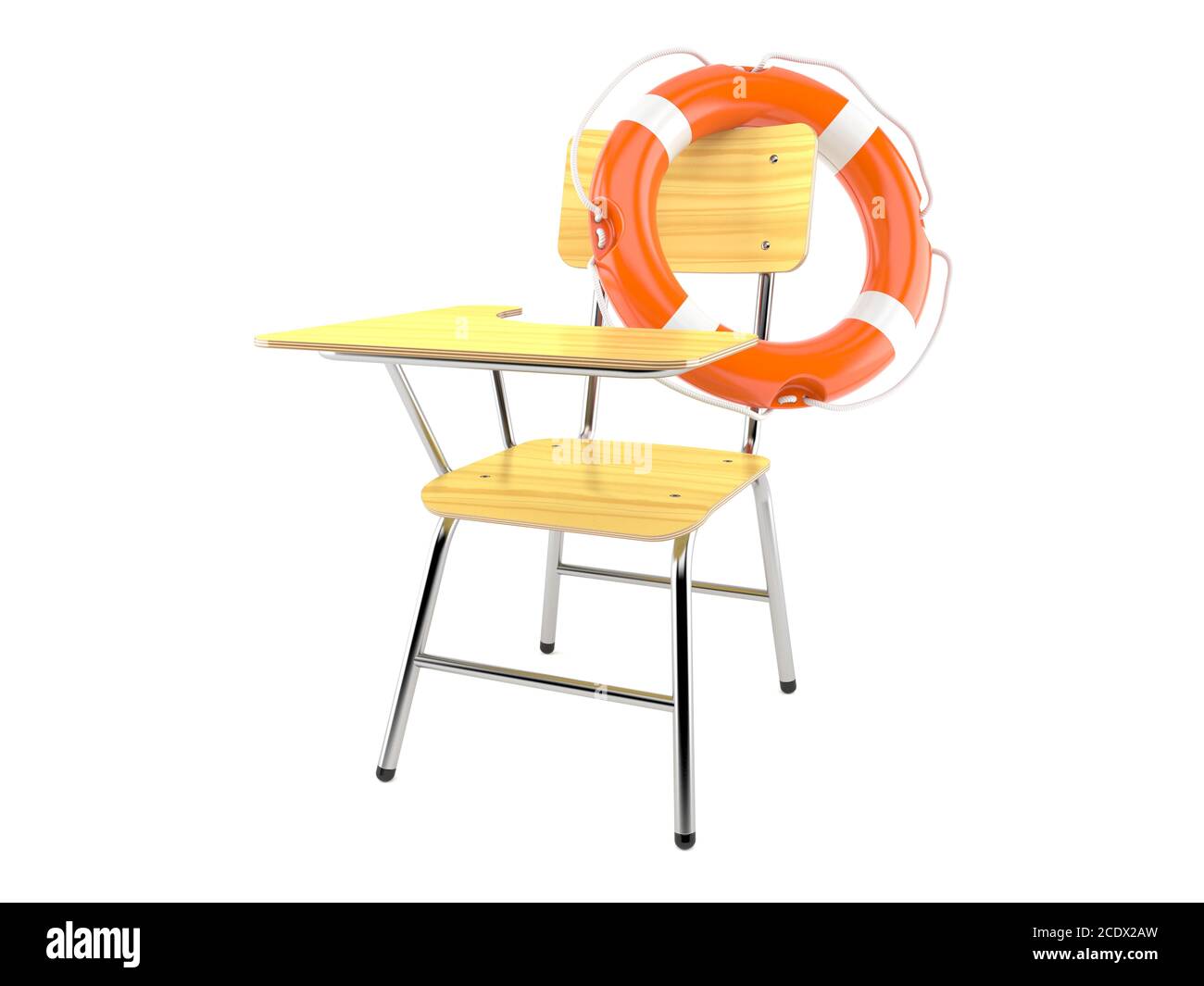 School chair with life buoy isolated on white background Stock Photo ...