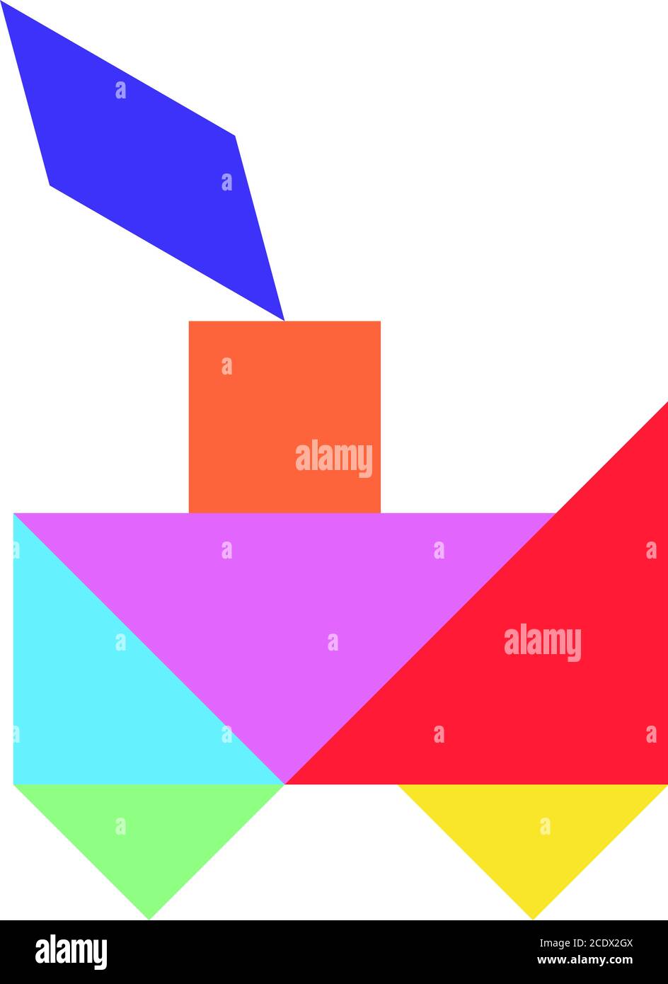 Color tangram puzzle in train shape on white background (Vector Stock ...