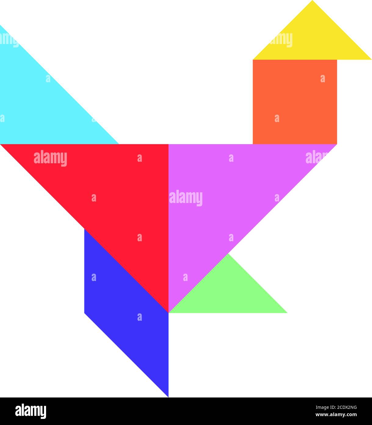 Color tangram puzzle in bird shape on white background Stock Vector ...