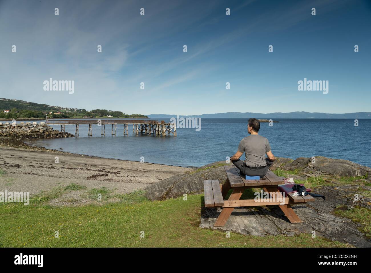 Nordic summer Beach scenes on the south shore of the Trondheim Fjord ...