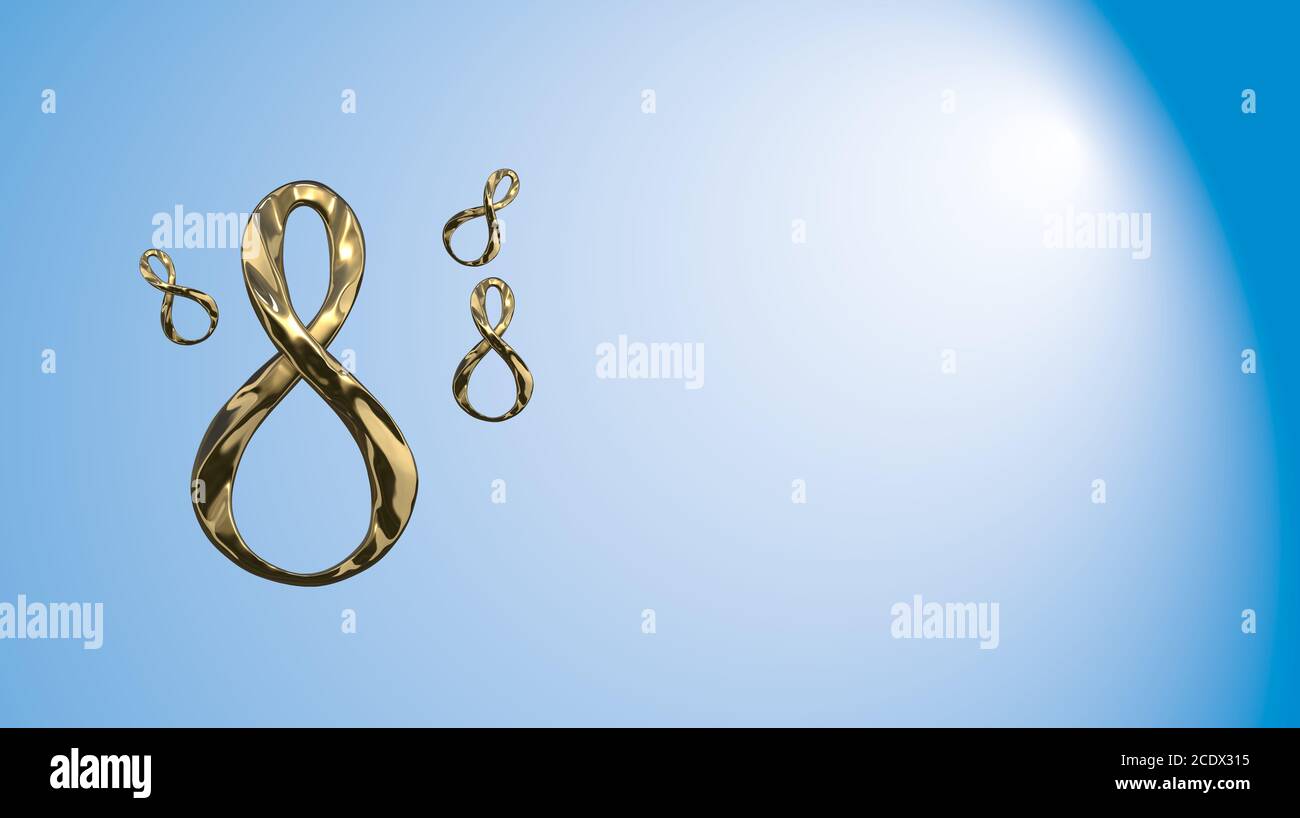 8 March symbol. Figure of eight made of cast gold platinum or silver ...