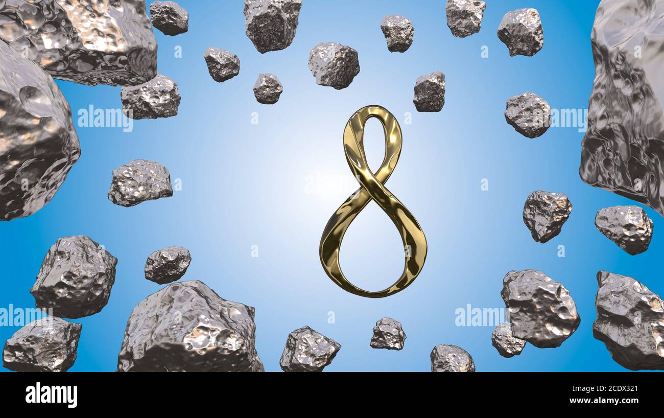 8 March symbol. Figure of eight made of cast gold platinum or silver ...