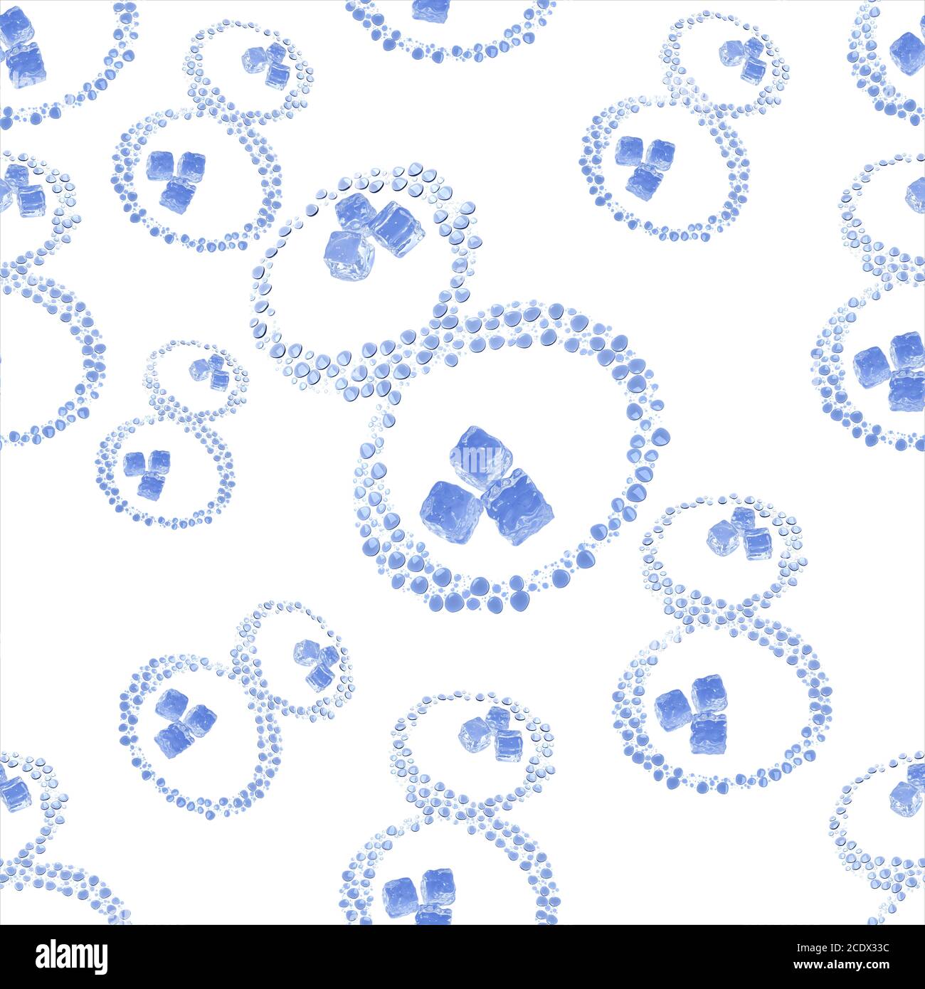 8 numbers made of water drops and ice boxes isolated on white ...