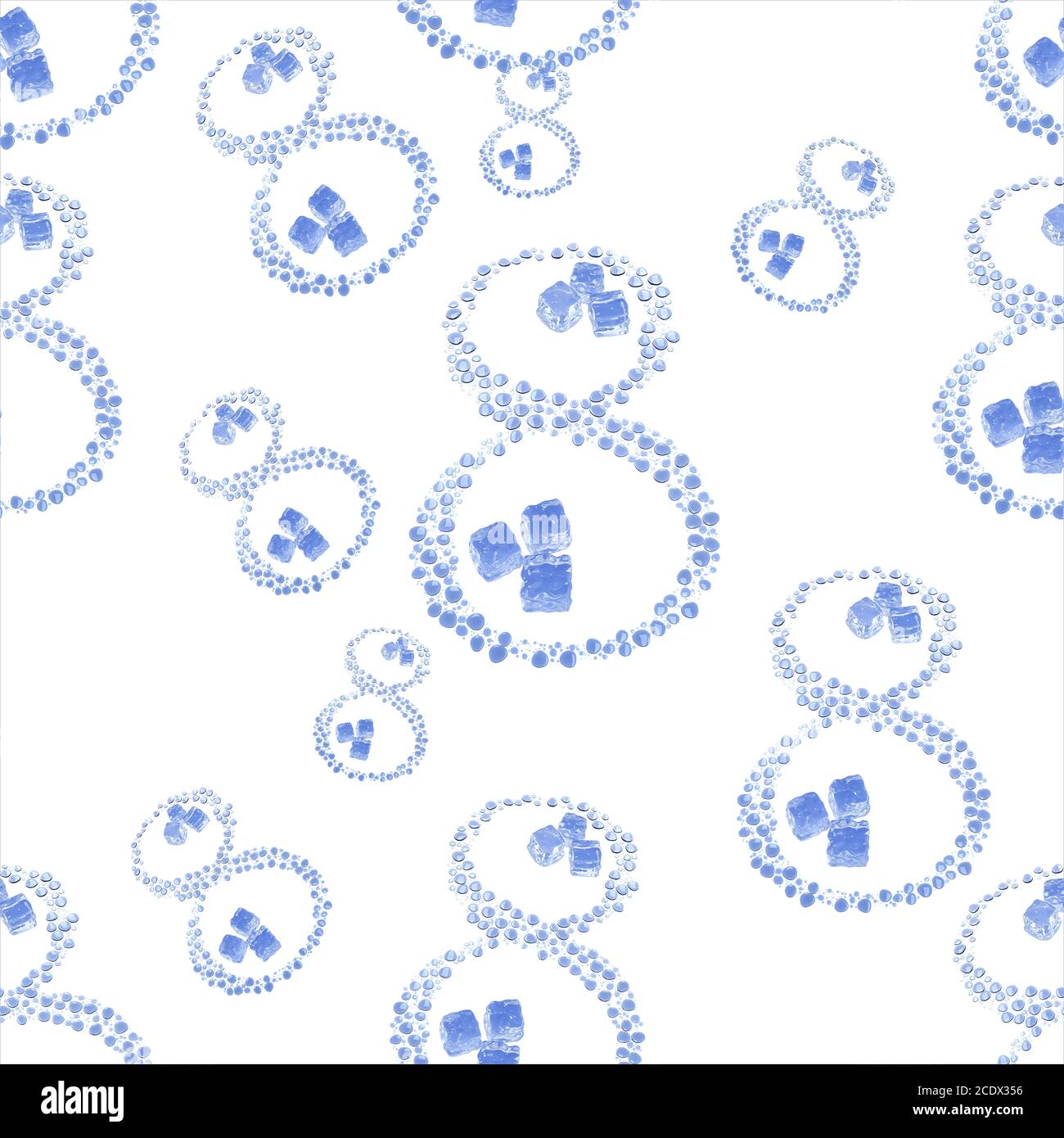 8 numbers made of water drops and ice boxes isolated on white ...