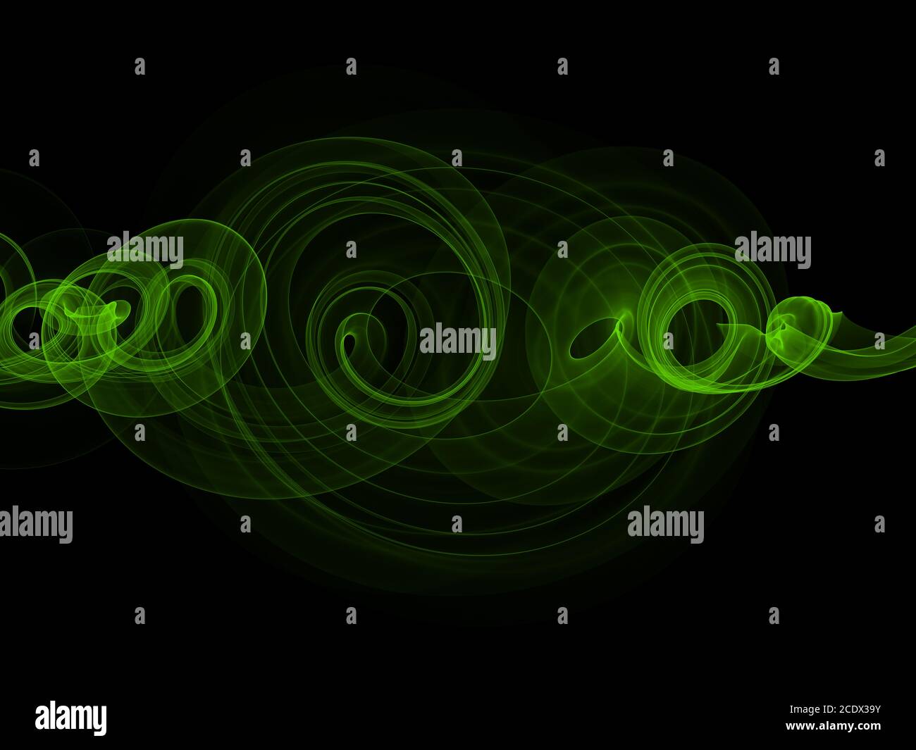 abstract eco fresh green smoke flame helix over black background Stock ...