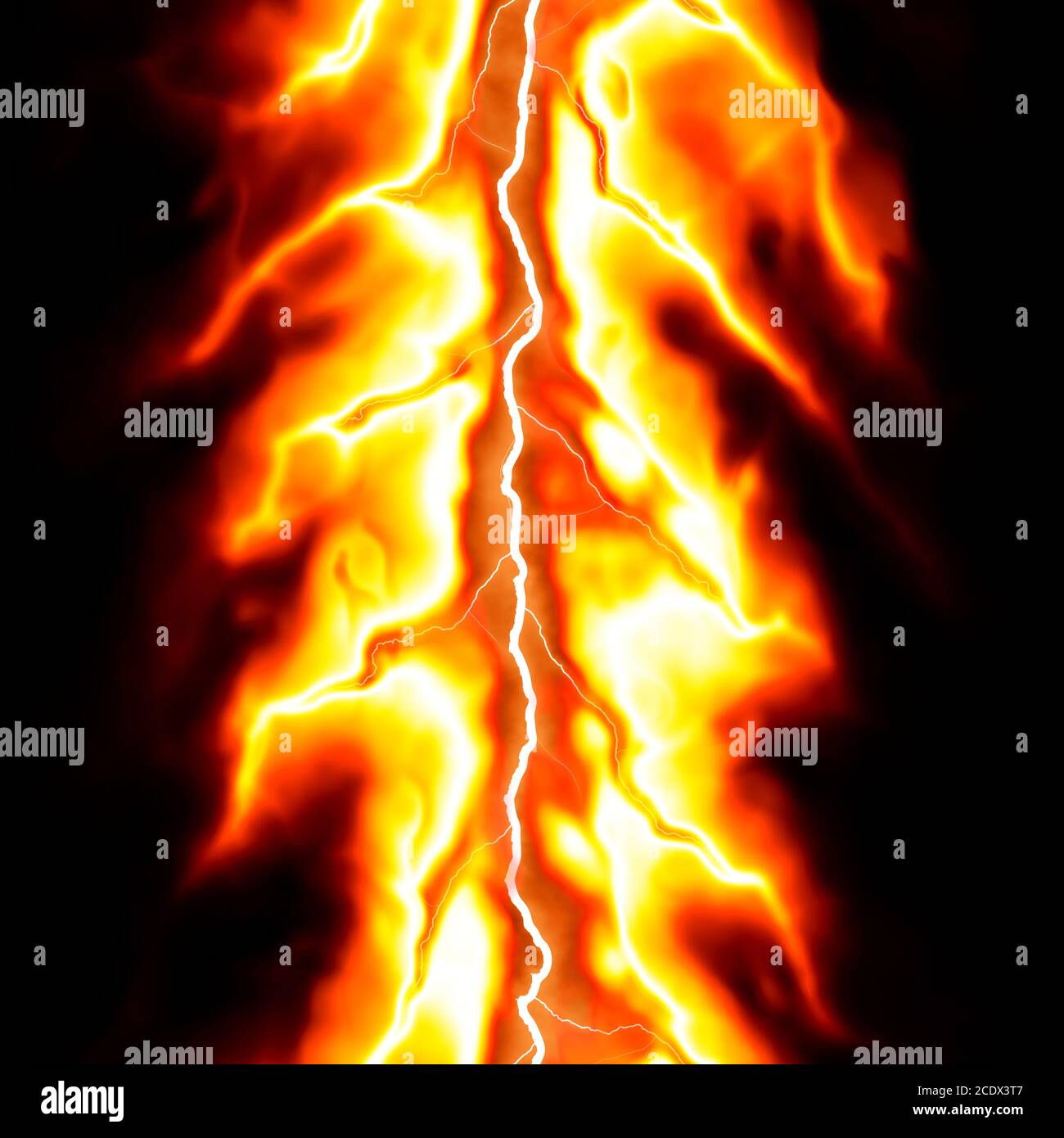 burning Lightning made from fire striking over black background Stock ...