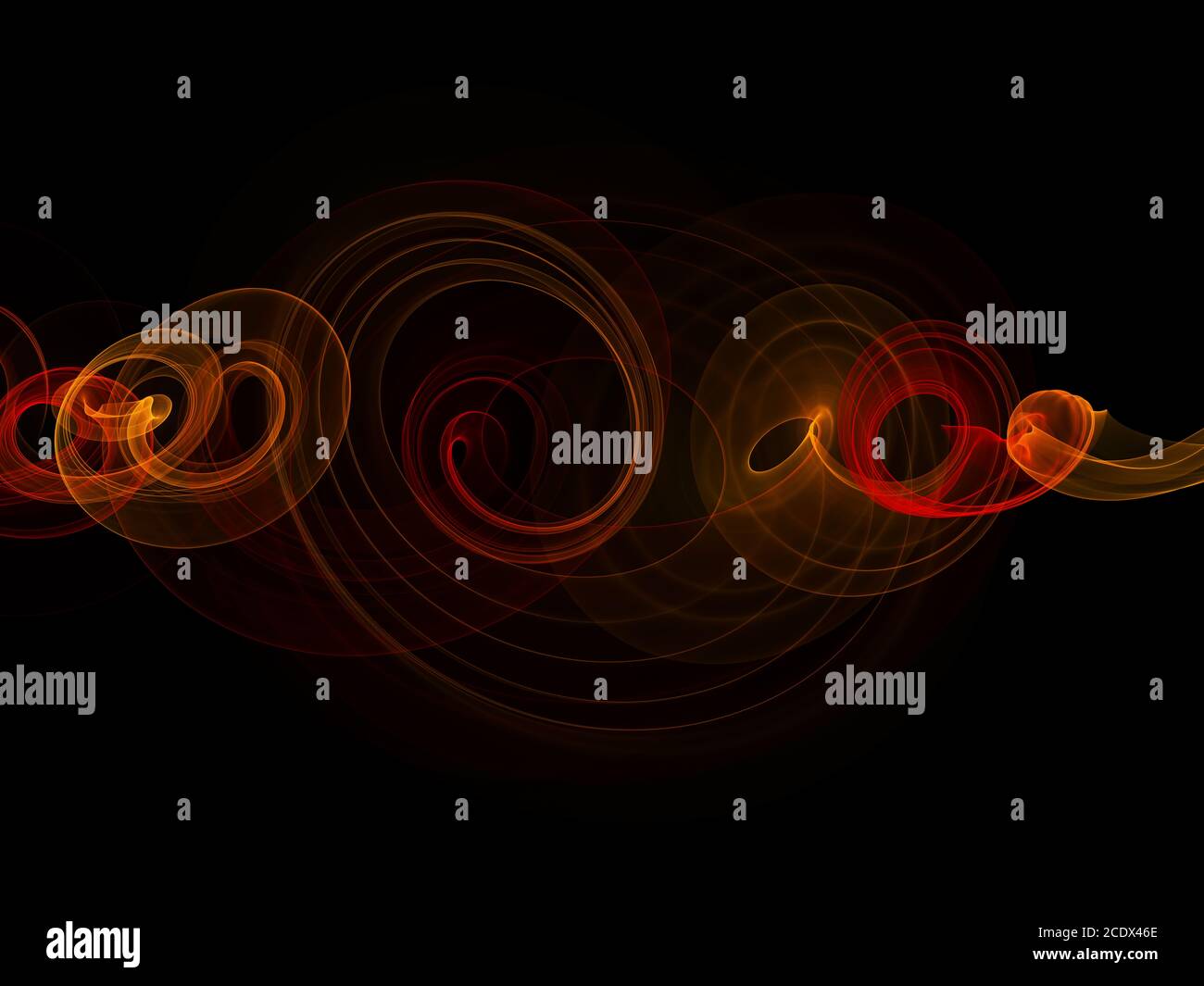 glowing red curved lines and circles over dark Abstract Background ...