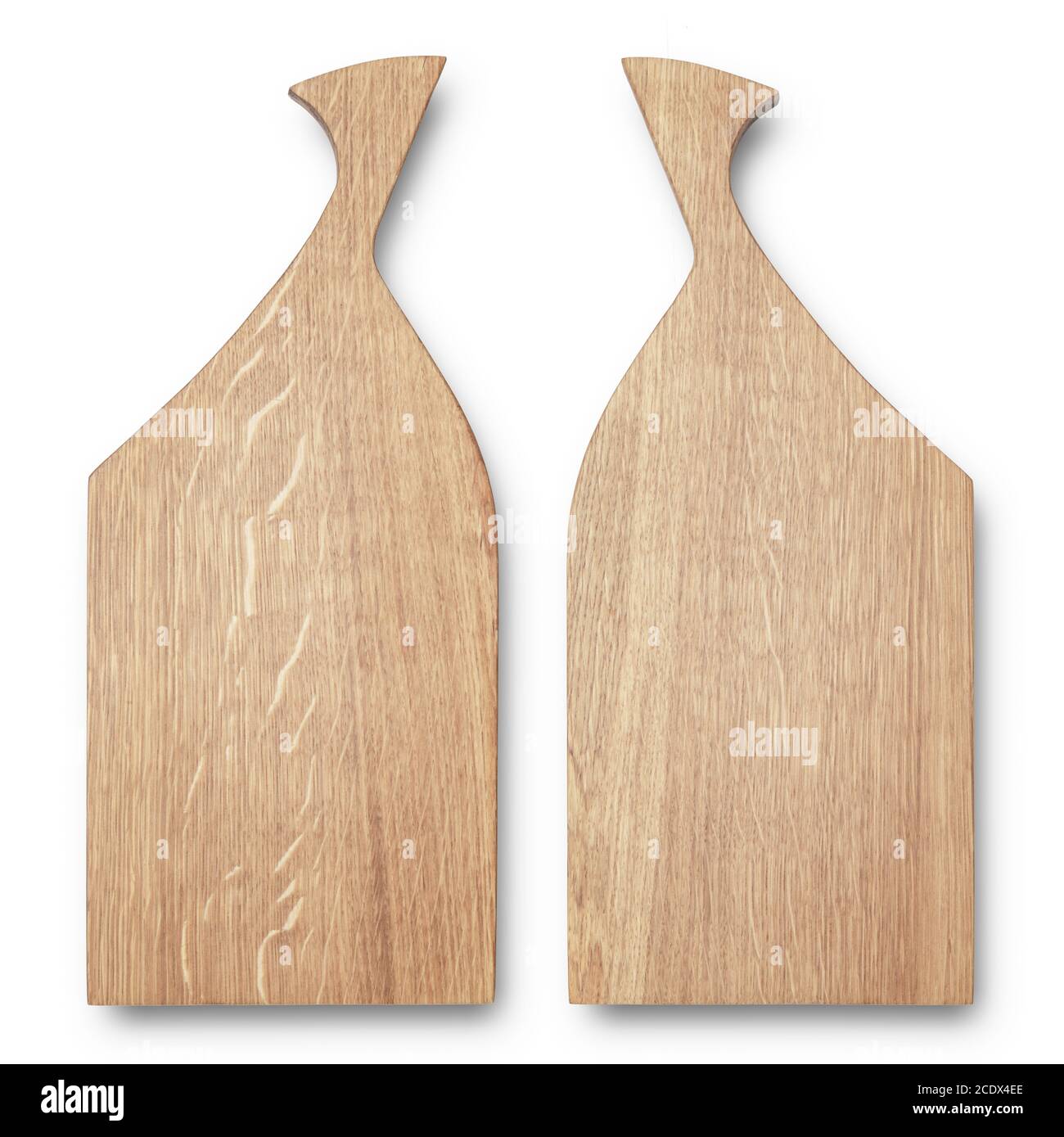 Wooden chopping board top view isolated on white background. Texture of ...