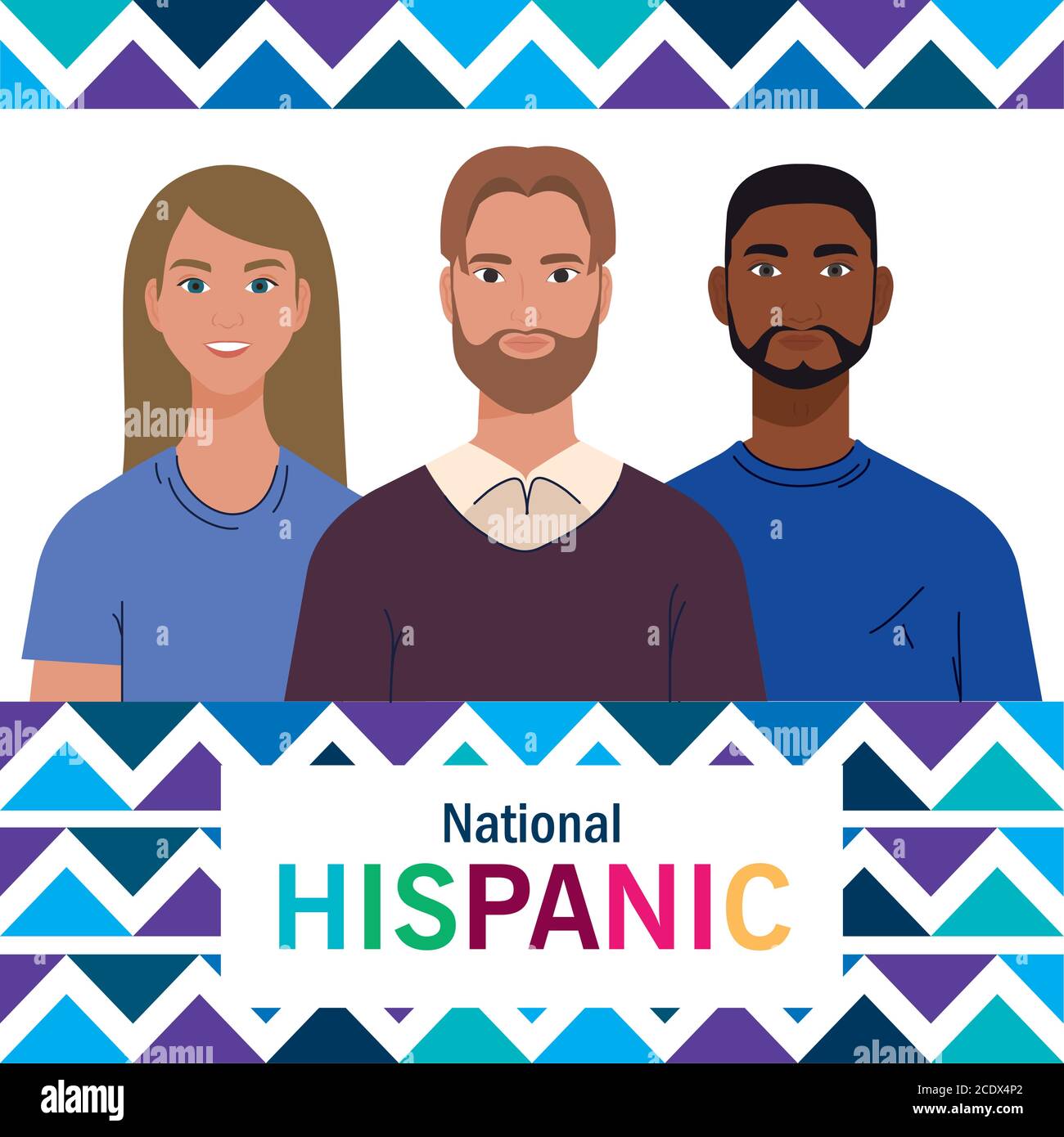 latin woman and men cartoons of national hispanic heritage month vector ...