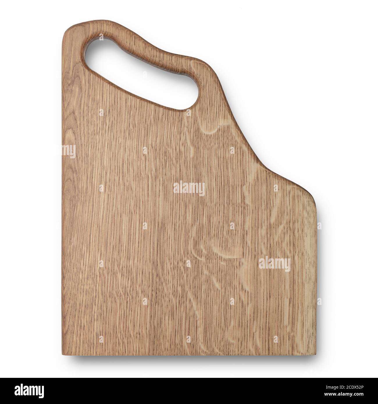 Oak handmade wood chopping board top view isolated over white backgound ...