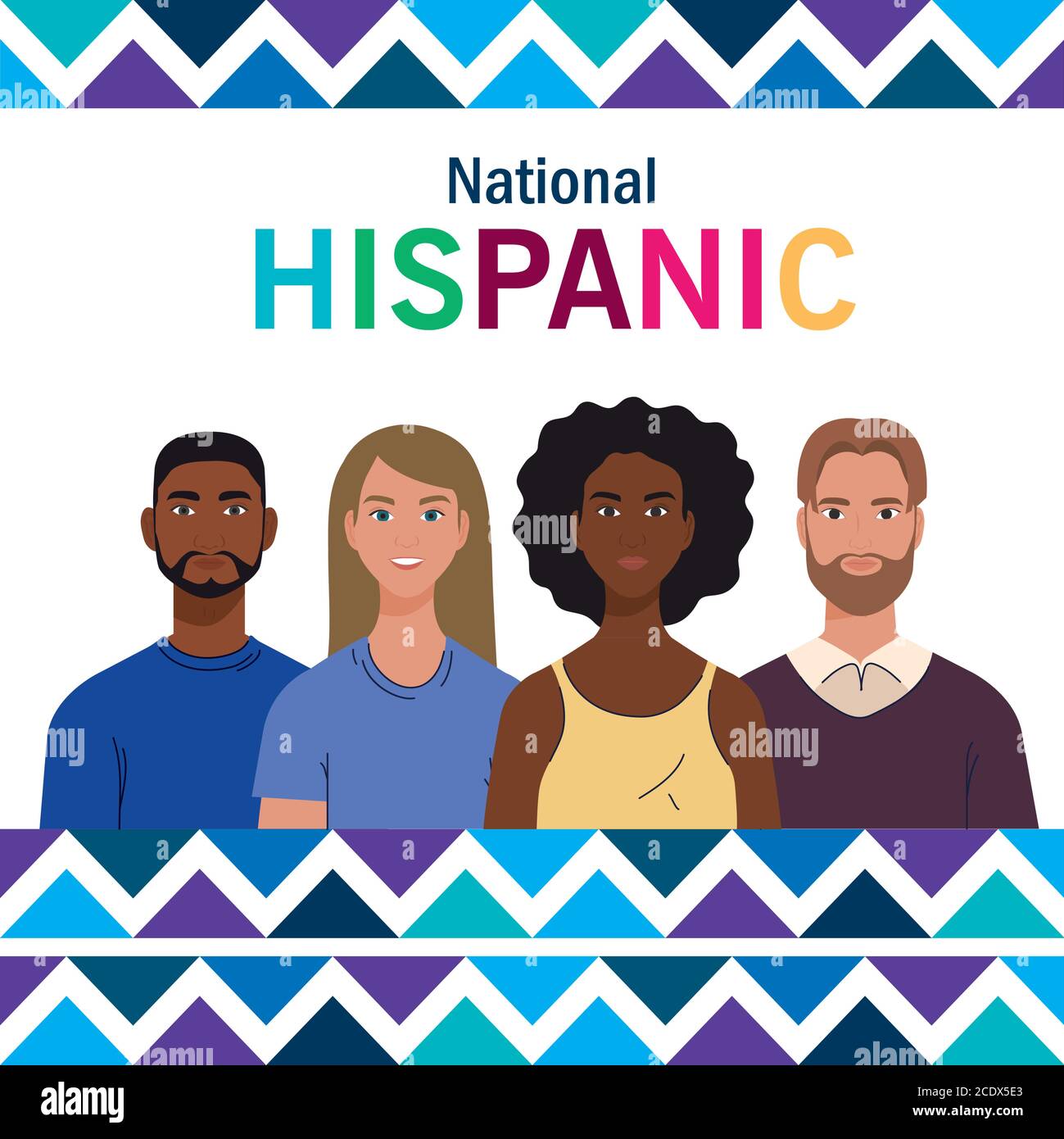 latin women and men cartoons of national hispanic heritage month vector ...