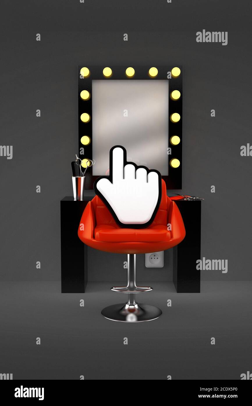 Barber shop with cursor on gray background Stock Photo - Alamy