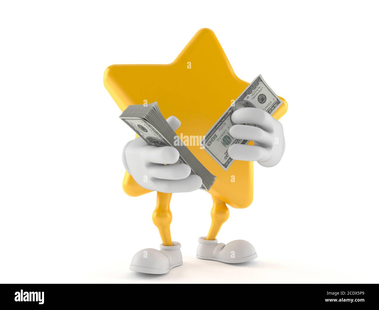 Star character counting money isolated on white background Stock Photo ...