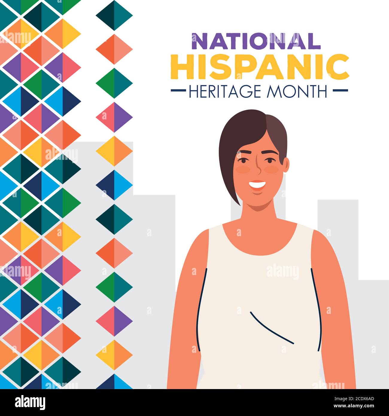 latin woman cartoon of national hispanic heritage month vector design ...