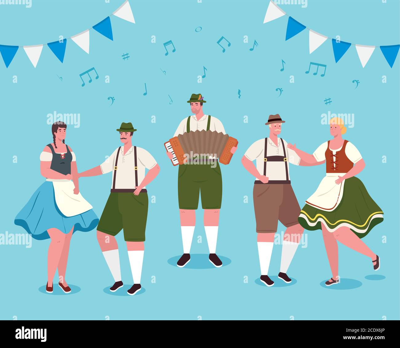Oktoberfest Dancers Cartoons Oktoberfest Party. Cartoon Dancing Woman,