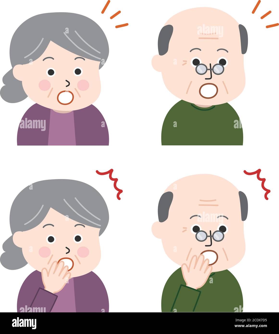 Set of surprised man and woman. Vector illustration isolated on white ...