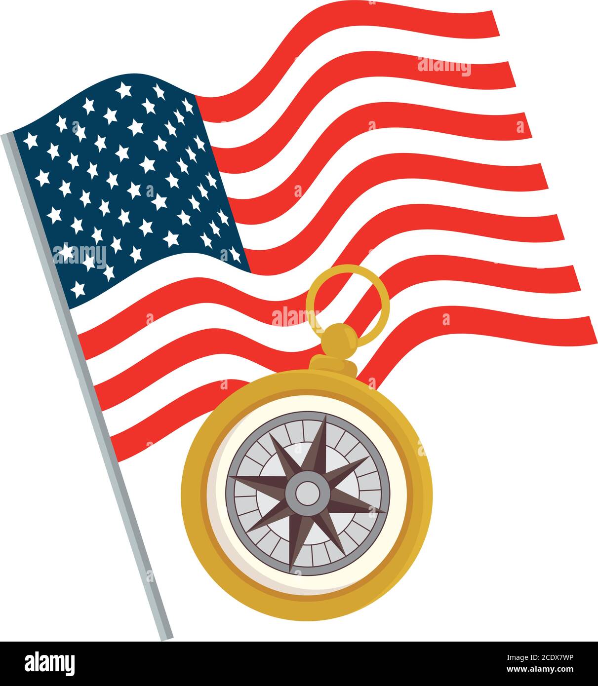 Usa flag with gold compass vector design Stock Vector Image & Art - Alamy