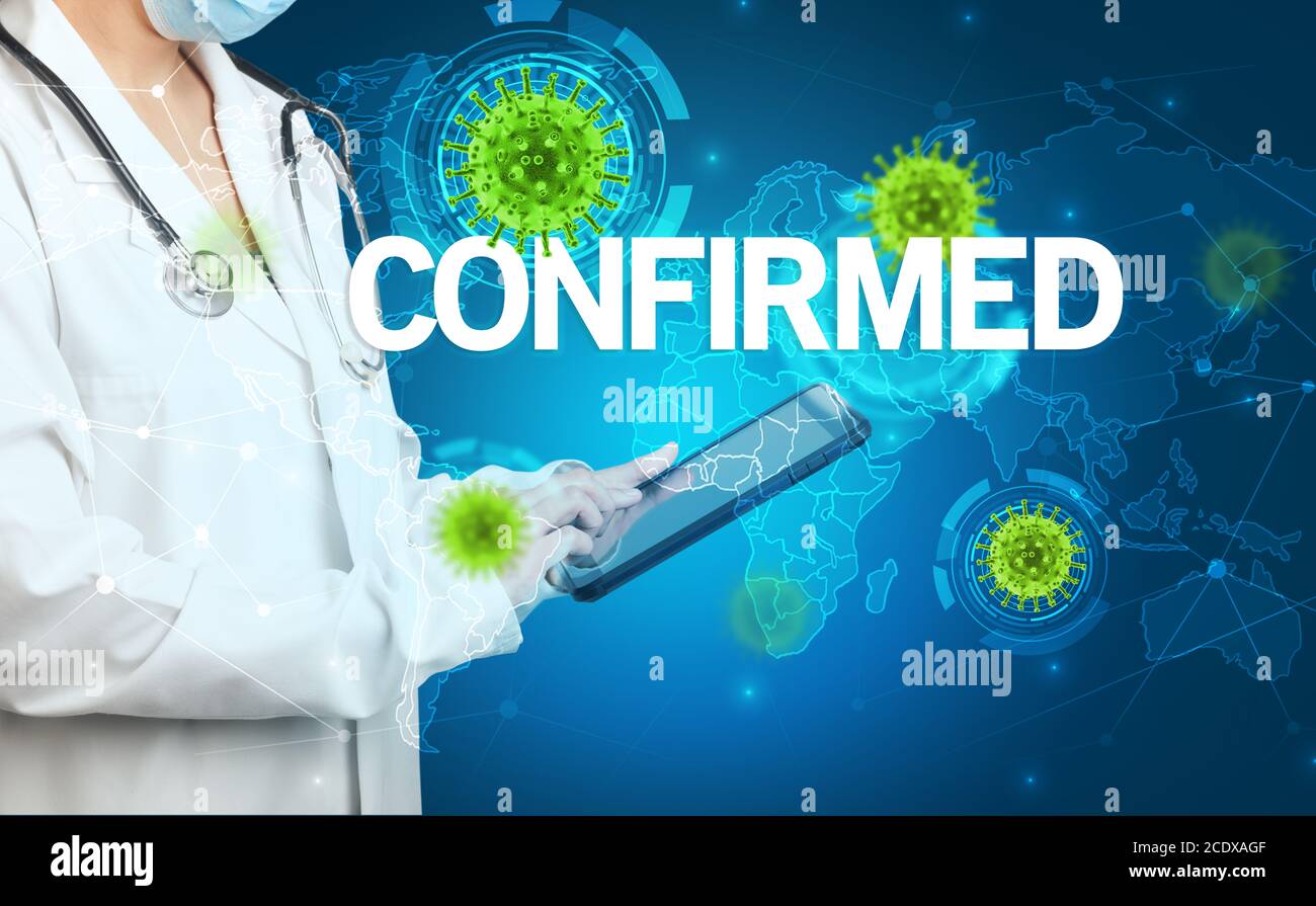 Doctor fills out medical record with CONFIRMED inscription, virology ...