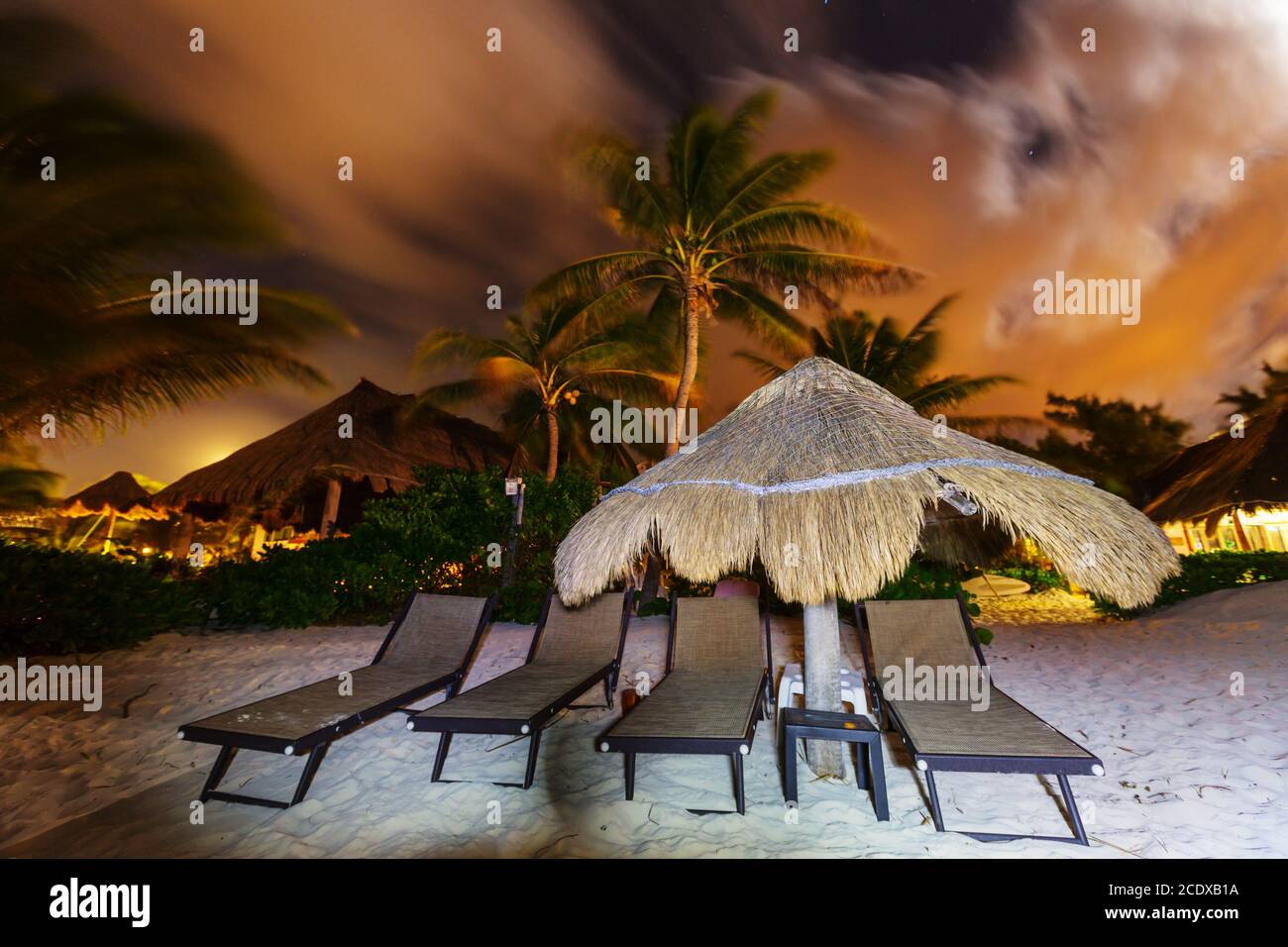 Night scene in tropical beach Stock Photo - Alamy