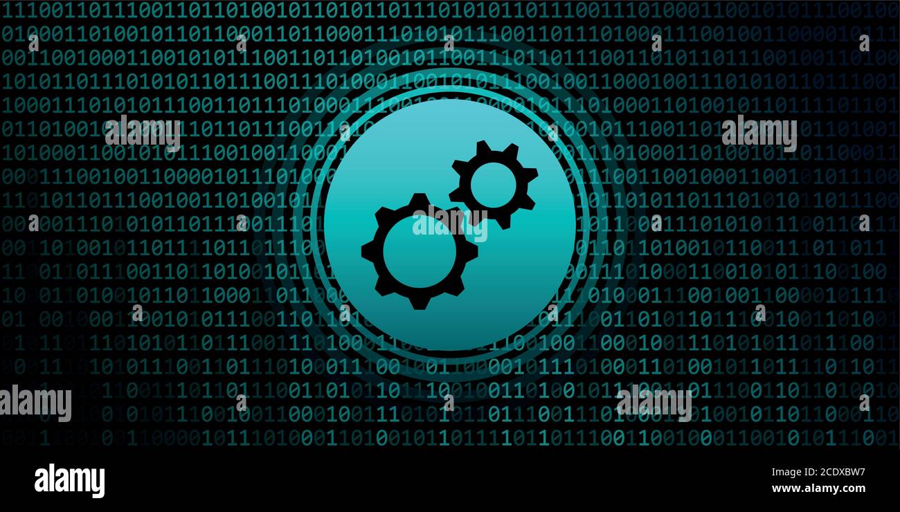 wheel gear symbol on binary code background vector illustration EPS10 Stock Vector Image & Art ...