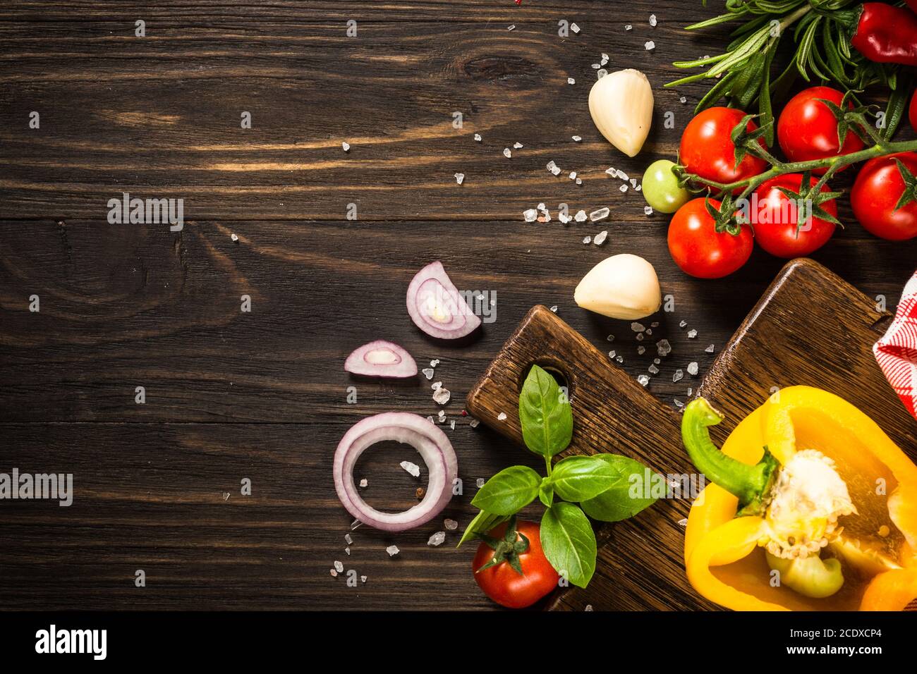 Food cooking background top view Stock Photo - Alamy