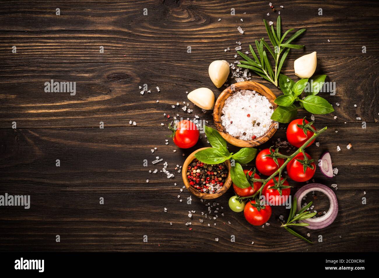 Food cooking background top view Stock Photo - Alamy