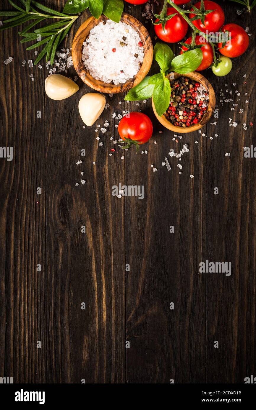 Food cooking background top view Stock Photo - Alamy