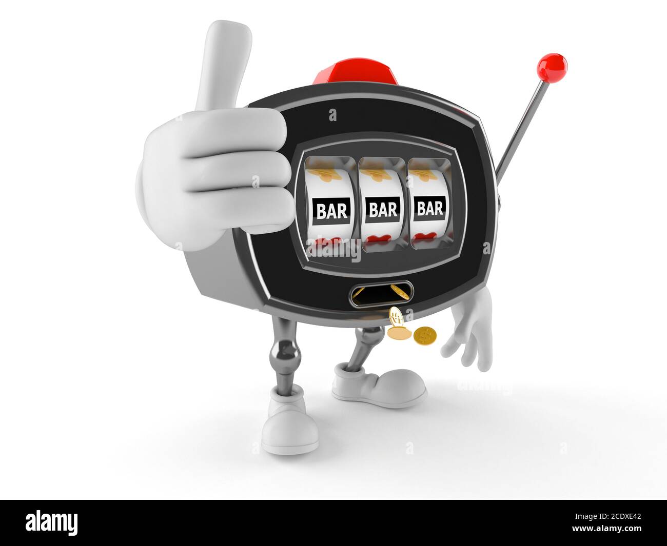 Slot machine character with thumbs up isolated on white background ...
