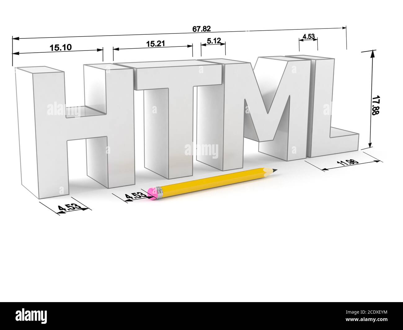 HTML text with pencil isolated on white background Stock Photo - Alamy