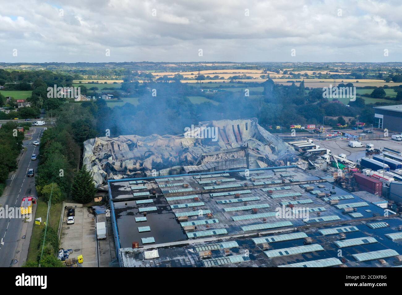 Basildon, Essex, UK. 30th August 2020. Aerial photographs show damage ...