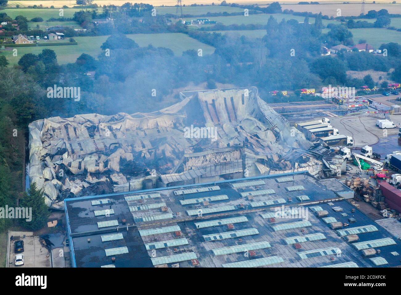 Basildon, Essex, UK. 30th August 2020. Aerial photographs show damage ...