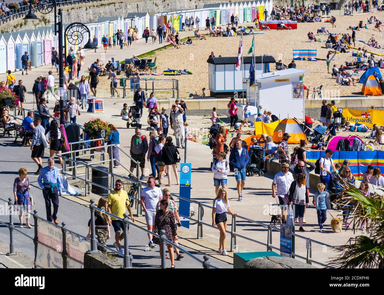 Lyme Regis, Dorset, UK. 30th Aug, 2020. UK Weather: Crowds of ...