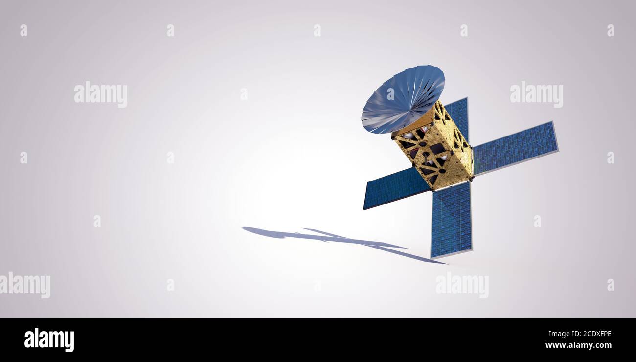 micro satellite called CUBESAT 3D illustration Stock Photo - Alamy
