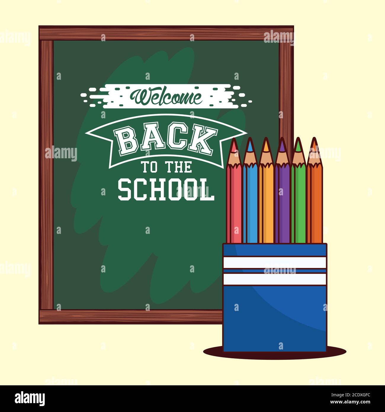 green board with colored pencils design, Back to school eduacation ...