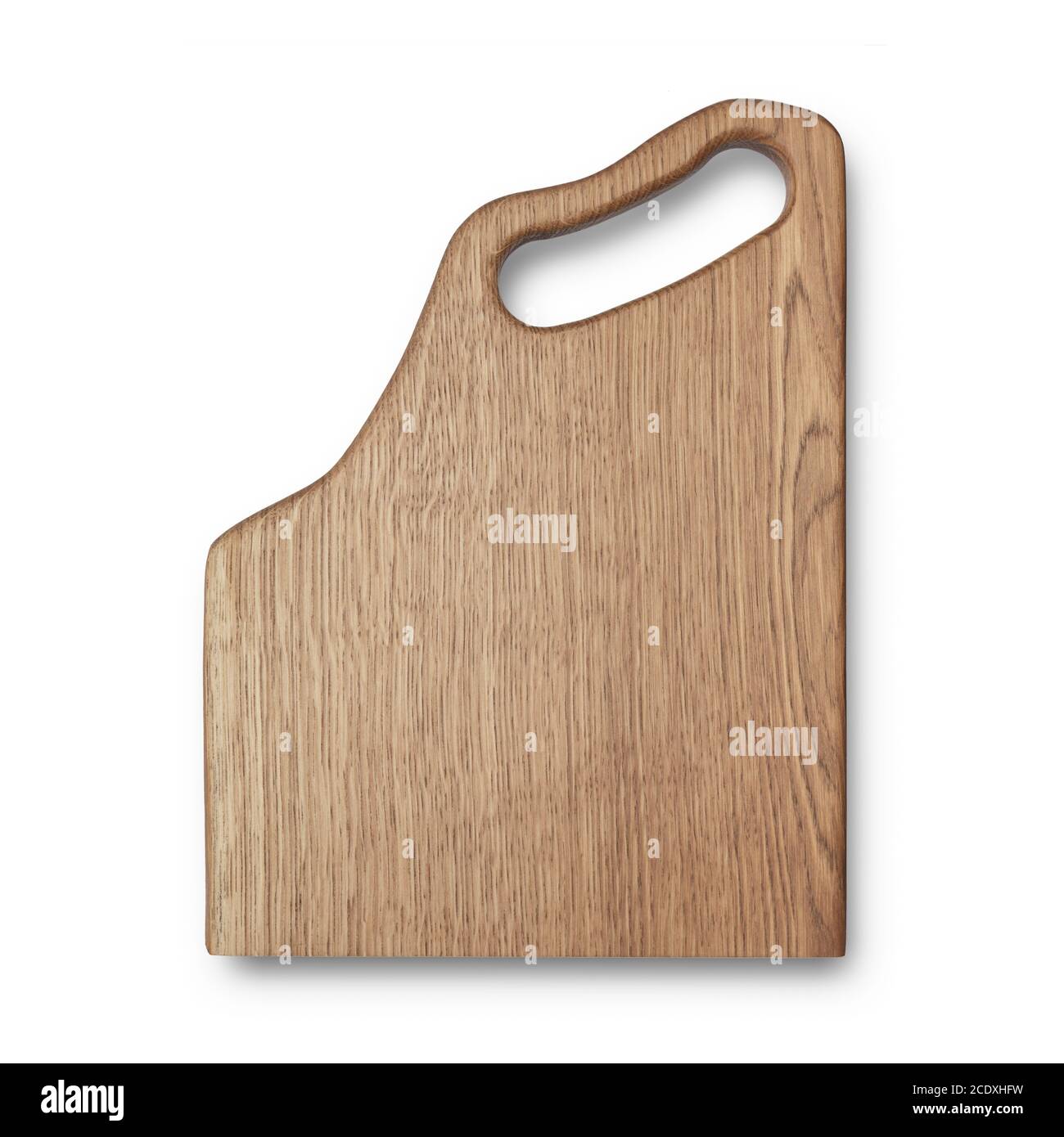 Oak handmade wood cutting board top view isolated over white backgound ...
