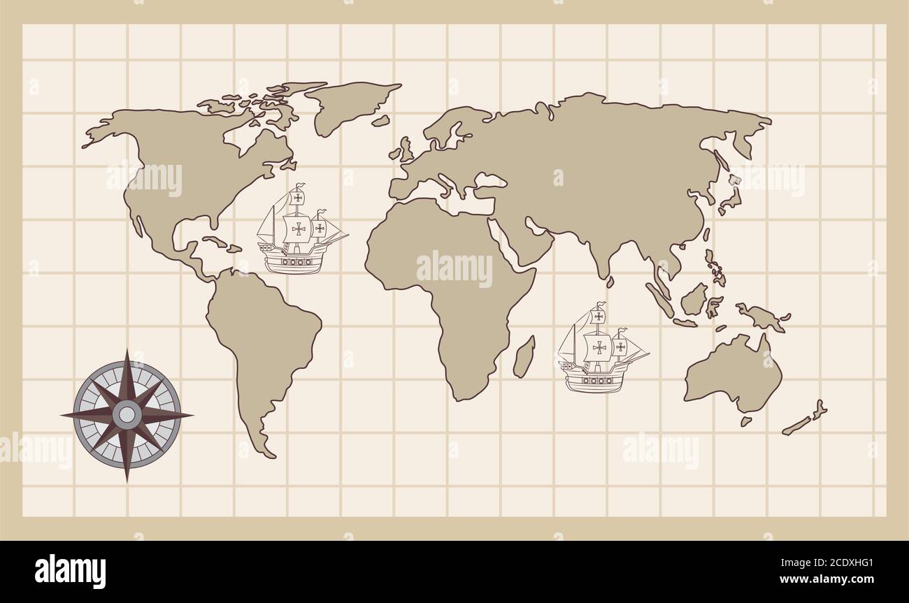 world map with compass vector design Stock Vector Image & Art - Alamy